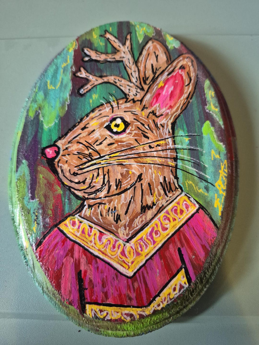 Jackalope Original Wall Painting on Wood Plaque - Etsy