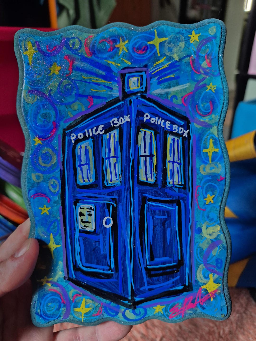 Tardis Original Wall Painting on Wood Plaque - Etsy
