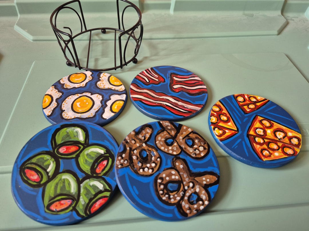 Food Themed Wood Coasters - Etsy