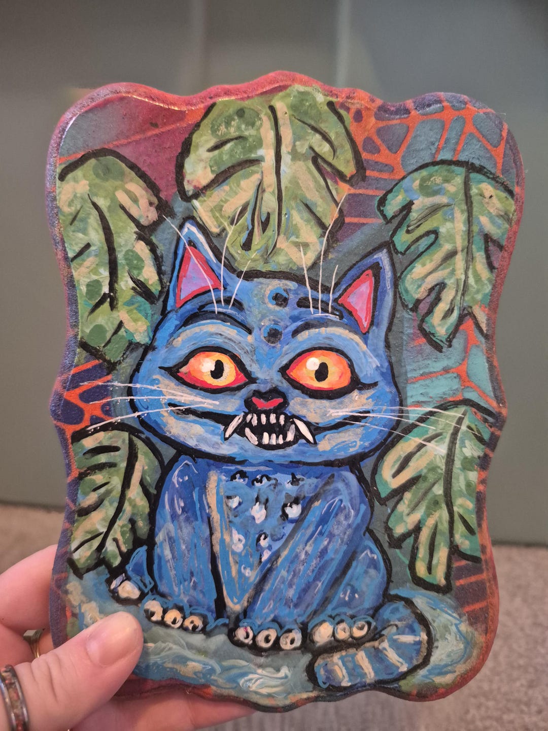 Derpy Tiger Original Wall Painting on Wood Plaque - Etsy