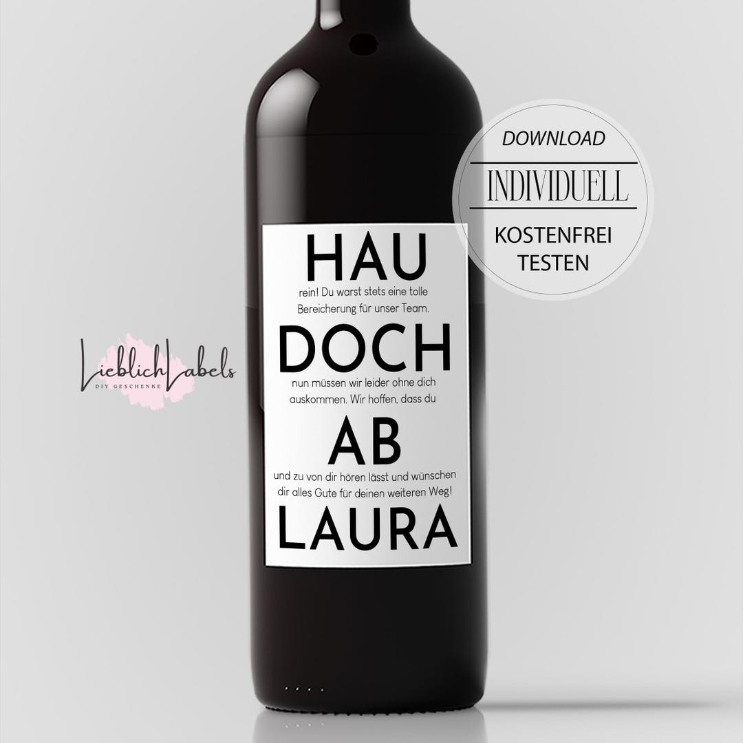 Personalized Wine Label for Download | Leaving Gift | Farewell Gift for ...