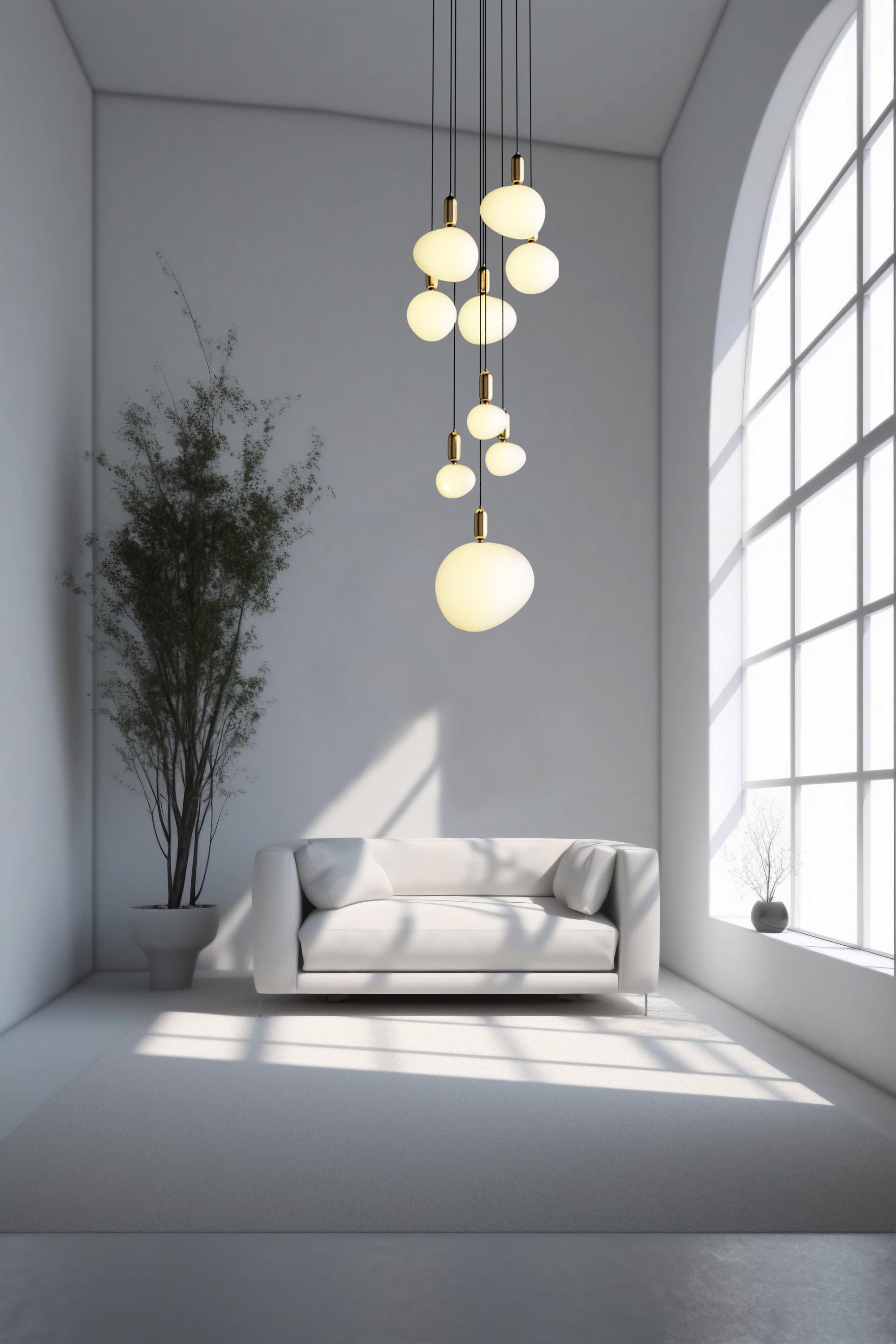 Modern Design Multi Pendant Light, Staircase Lighting - Glass Globe ...