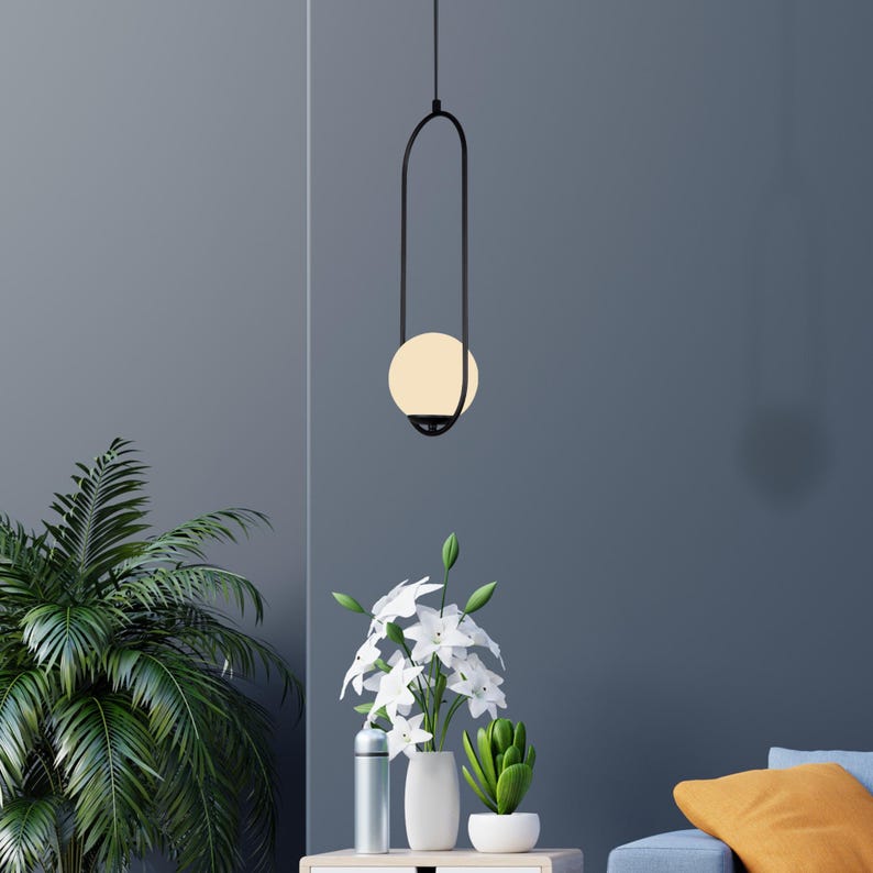 Oval Shape Modern Globe Pendant Light, Opal White-amber-smoke Gray ...