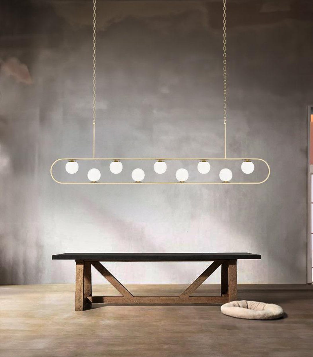 Modern Linear Pendant Light: Gold Ellipse Globe Chandelier - Etsy