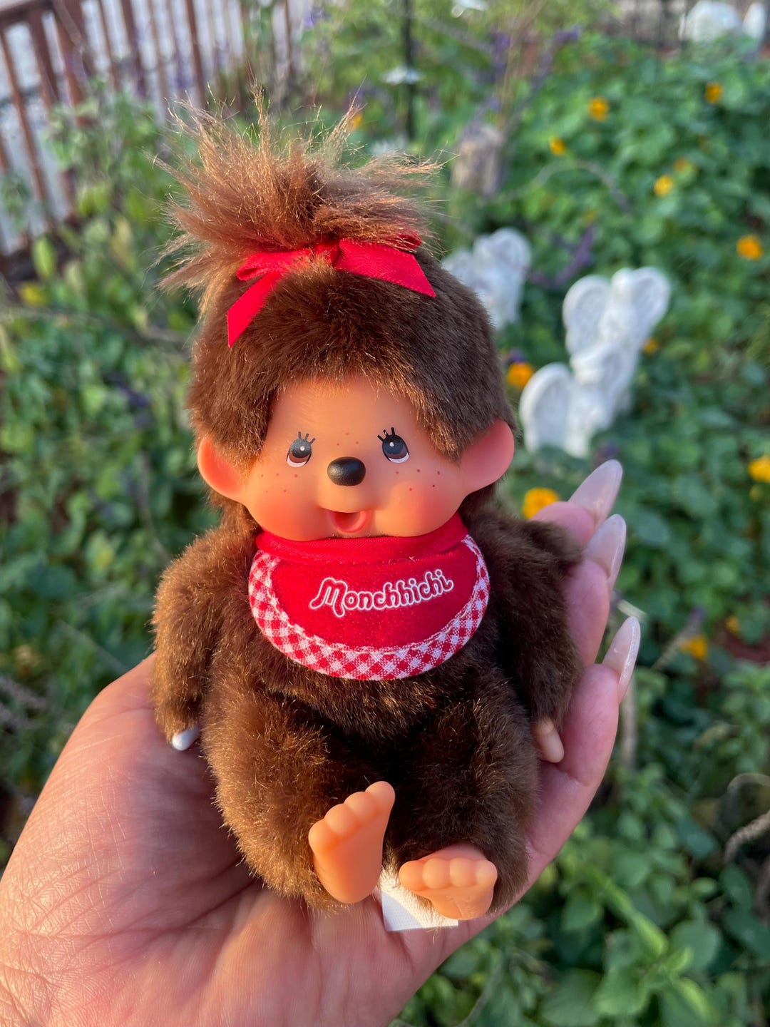 Monchhichi Red Bib Sitting Girl - Etsy