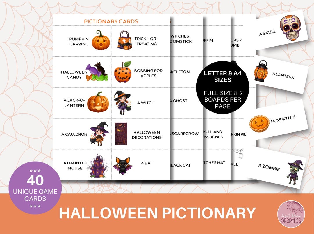 Halloween Pictionary Game Printable | Halloween Drawing Game | Family ...