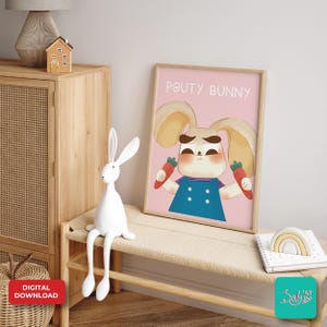 Fluffy Pouty Bunny With Custom Color, Pastel and Adorable Wall Art ...