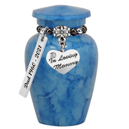 In Loving Memory Blue Heart Keepsake Urn Love Charms™ Option - Etsy