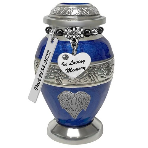 In Loving Memory Blue Heart Keepsake Urn Love Charms® Option - Etsy