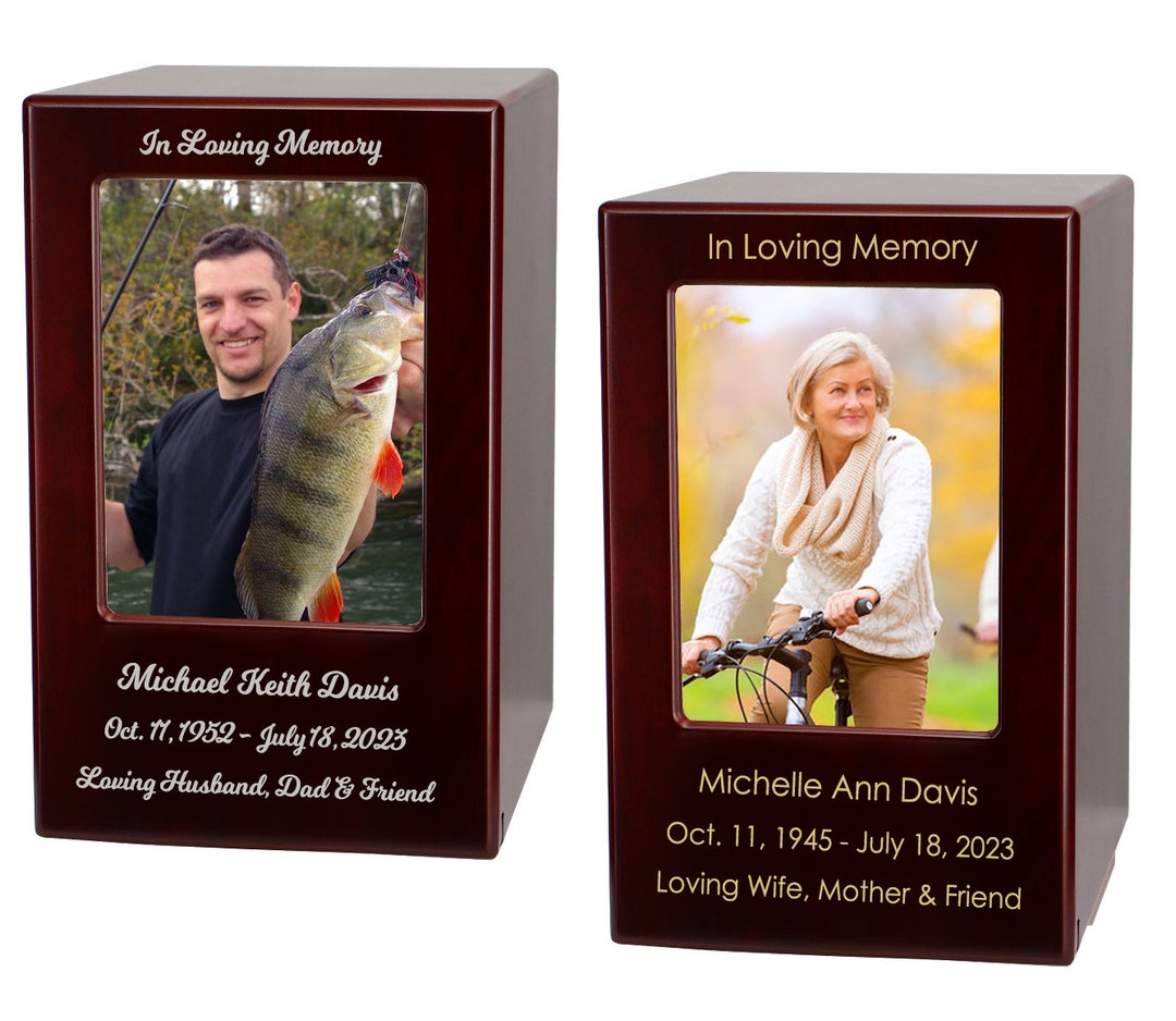 Rosewood Photo Urn - Free Engraving - Adult Picture Urn - Printed and ...