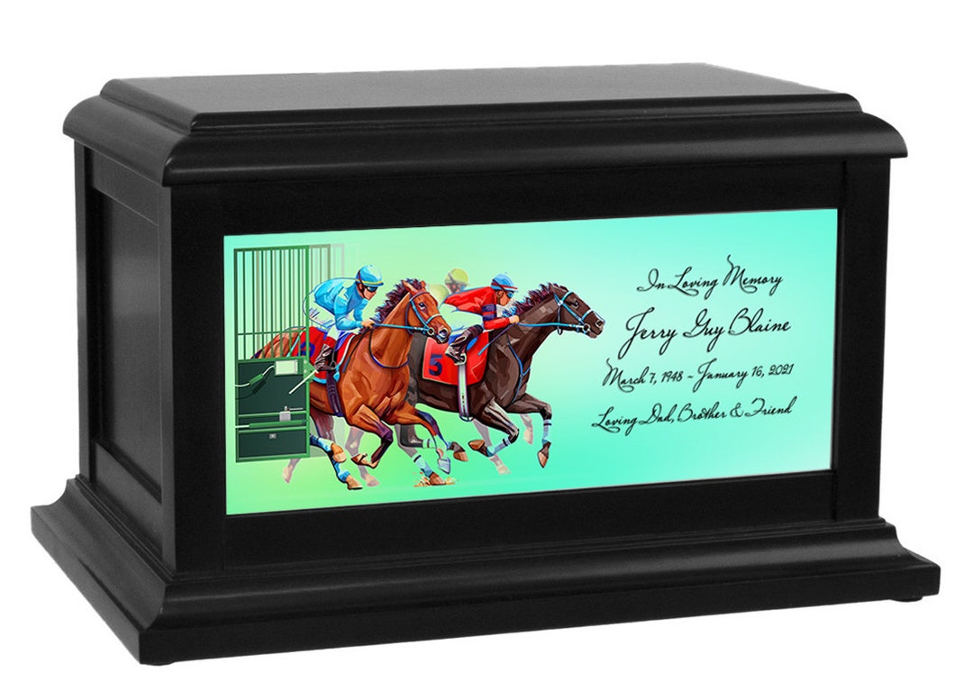Horse Racing Memorial Urn - Adult Pont Racing Urn - Photo Option ...