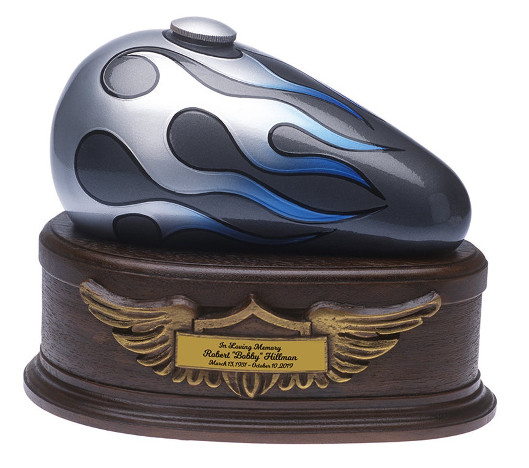 Blue Flames Motorcycle Gas Tank Urn: Personalized Rider Tribute - Etsy