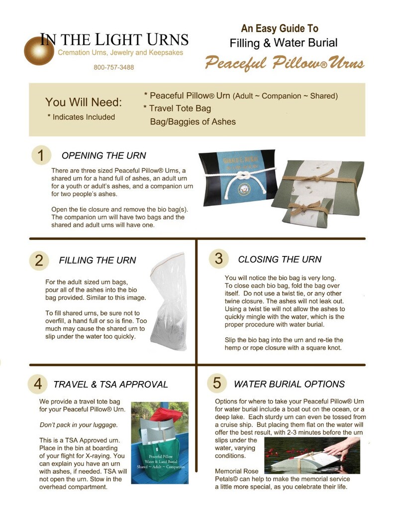 Coral Beach Peaceful Pillow® Water Burial Cremation Urn - Biodegradable ...