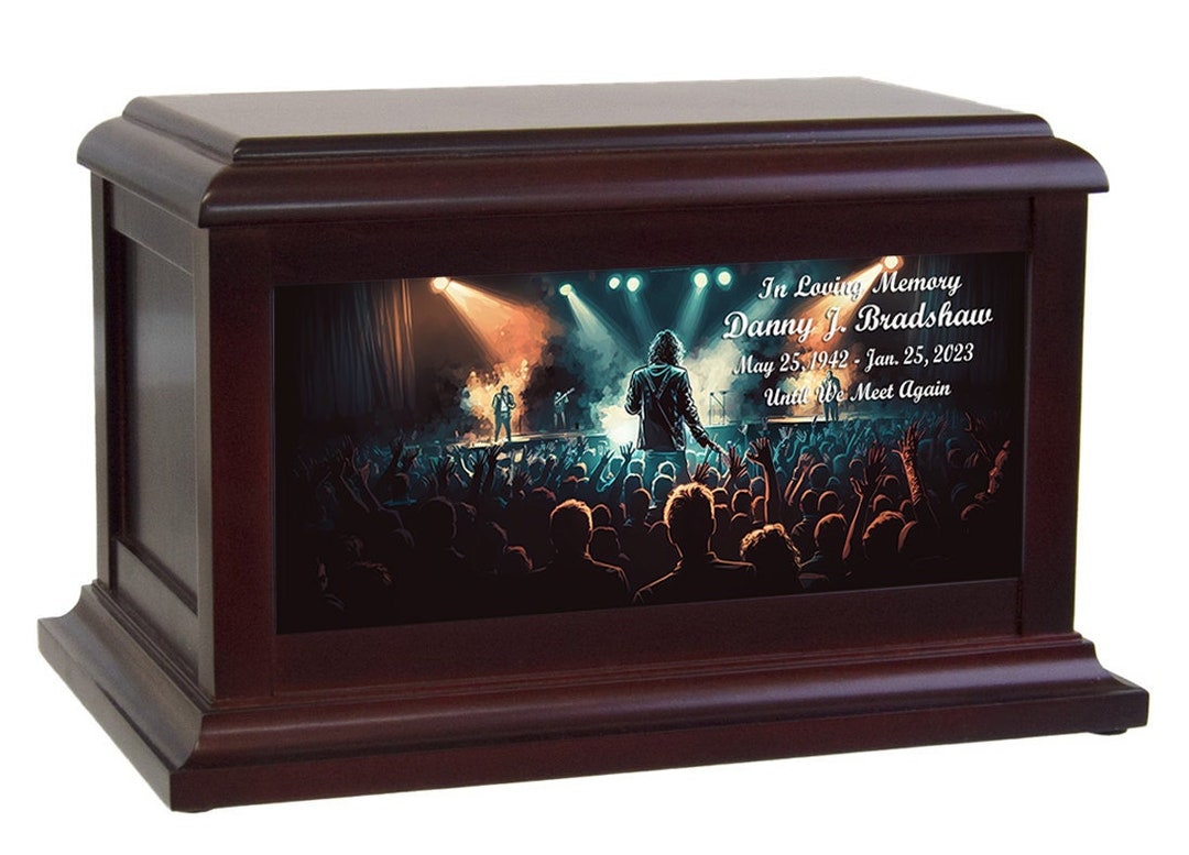 Rock Concert Cremation Urn - Adult Wood Rock N Roll Urn Memorial - Full ...