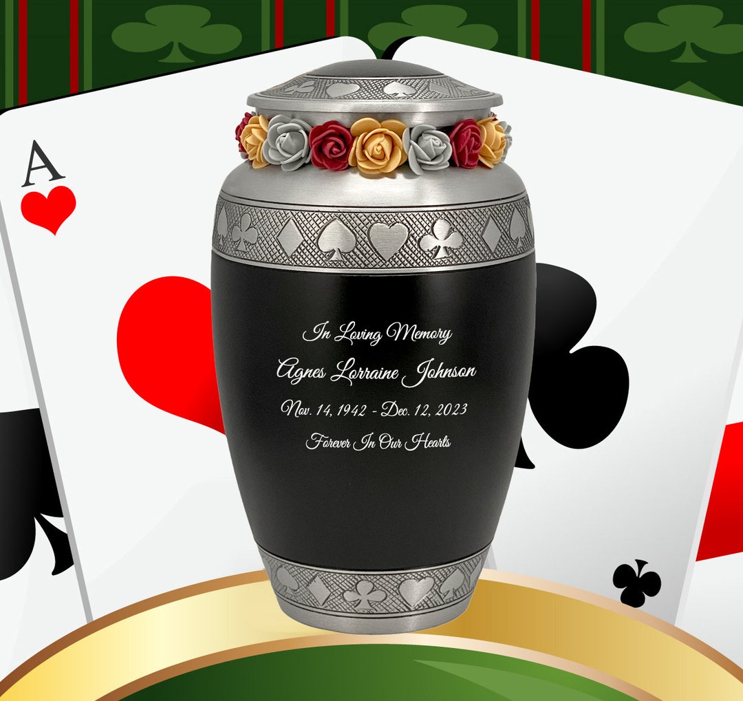 Suit of Cards Black Pewter Urn - Poker Card Playing Urn - Tribute ...