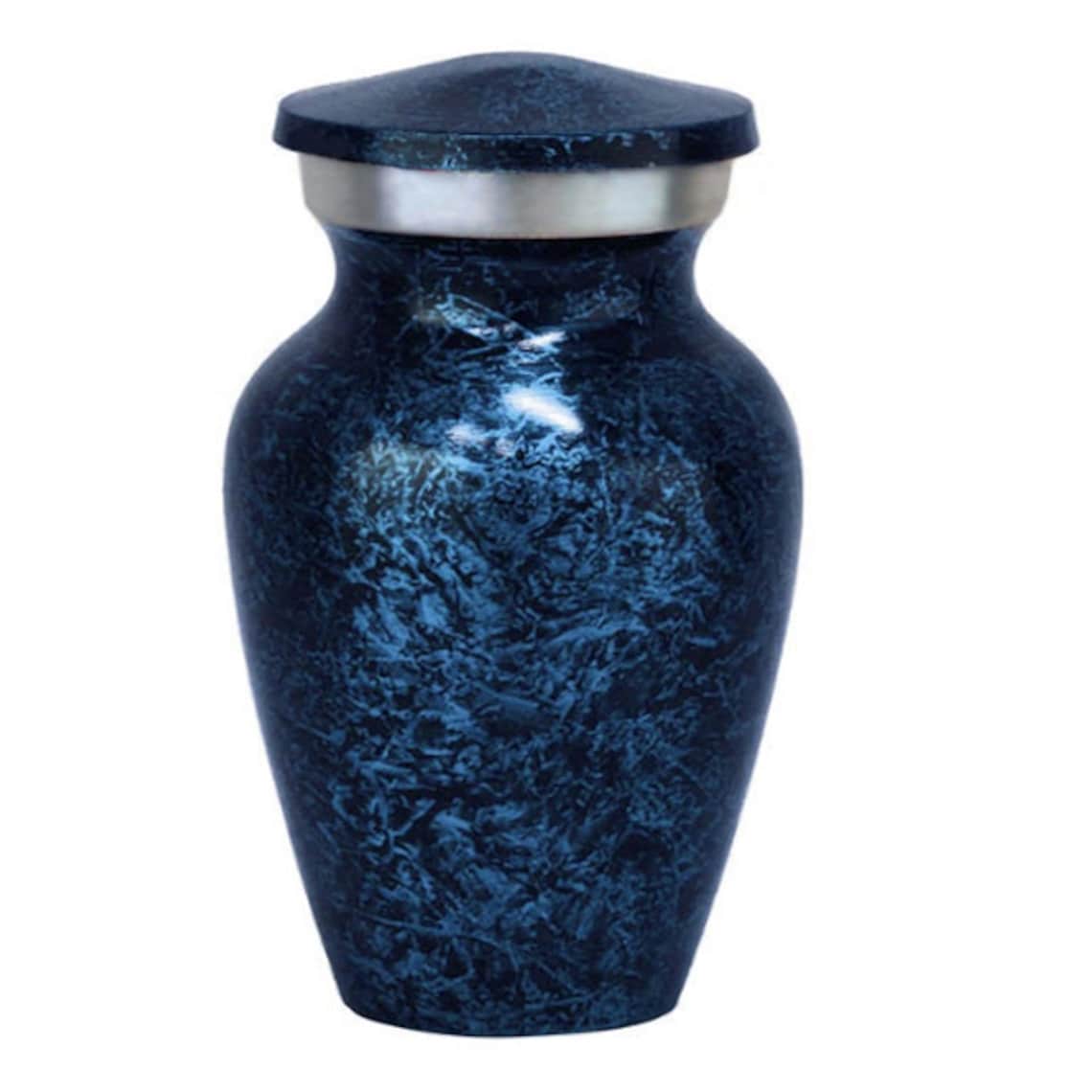 In Loving Memory Blue Heart Keepsake Urn - Love Charms® Engraving ...