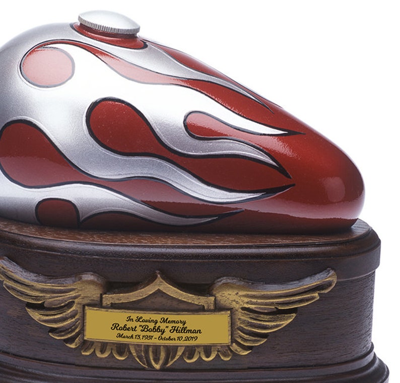 Red Hot Flames Gas Tank Motorcycle Urn - Unique Tribute for Riders ...