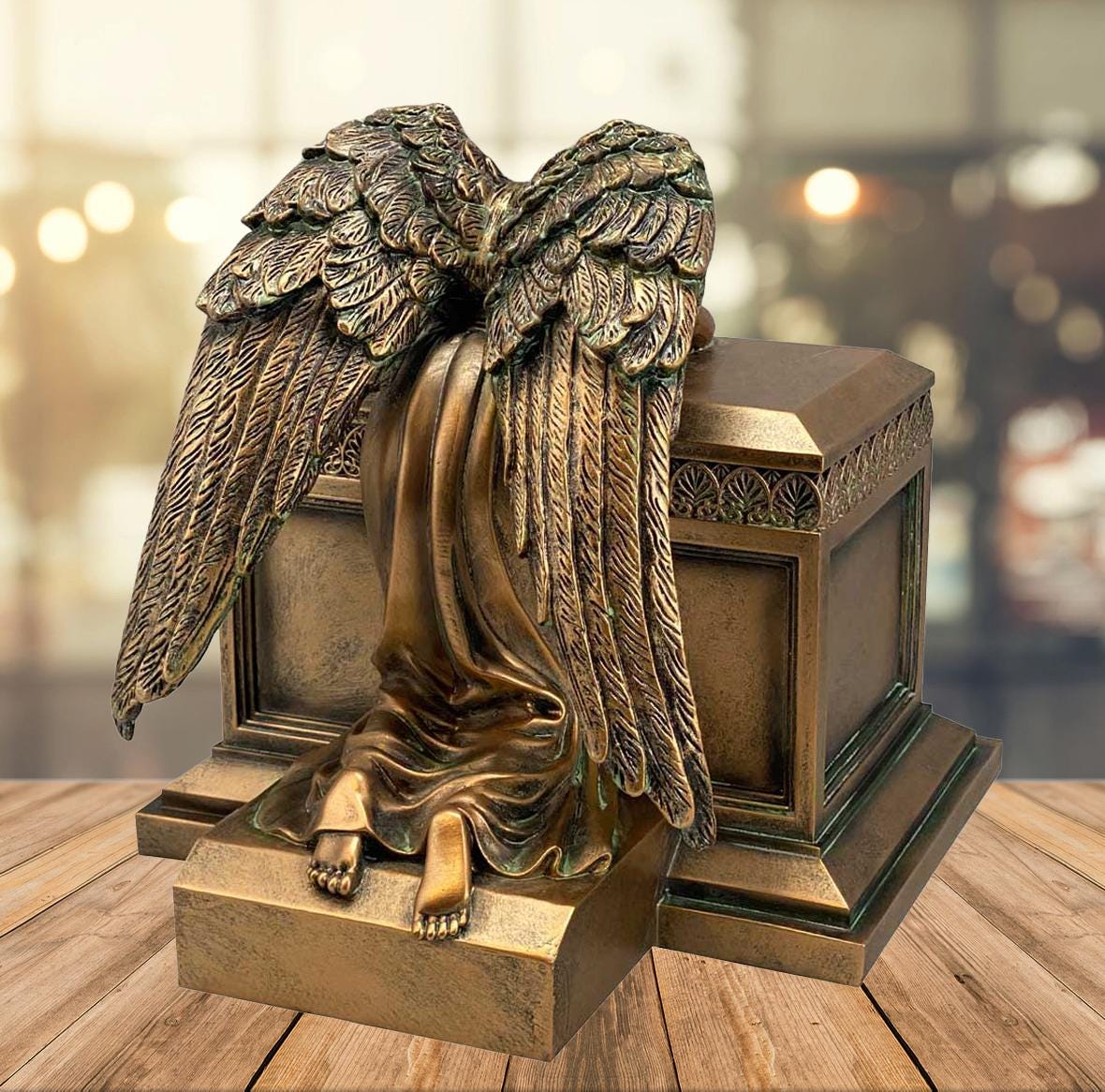 Weeping Angel Photo Pet Cremation Urn - Custom Gold Engraving ...