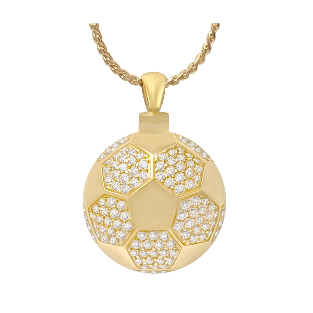 Soccer Ball 10KT Gold Cremation Jewelry Urn - Genuine Solid Gold - 10KT ...