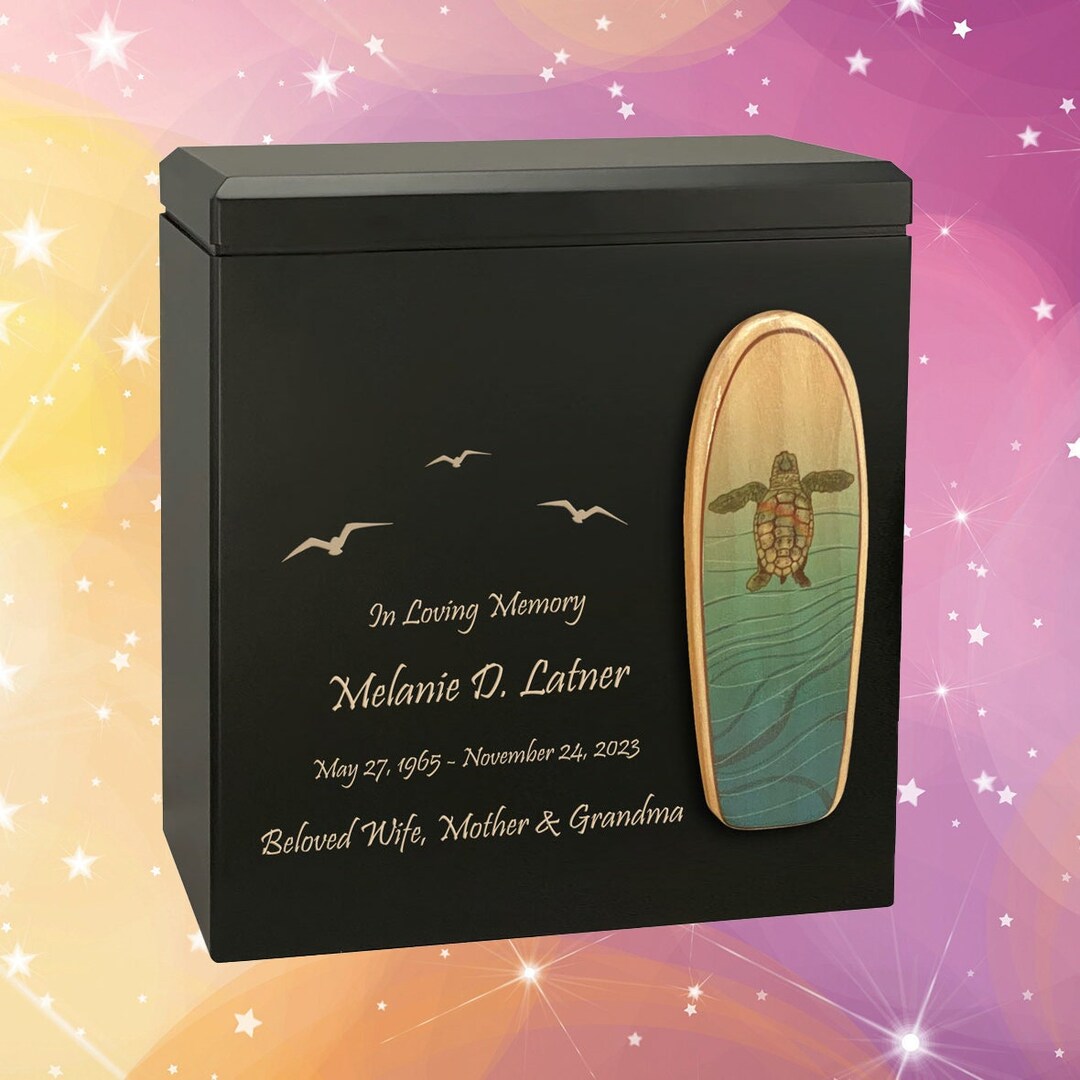Turtle Boogie Board Wood Cremation Urn - Board Surfing Wood Cremation ...