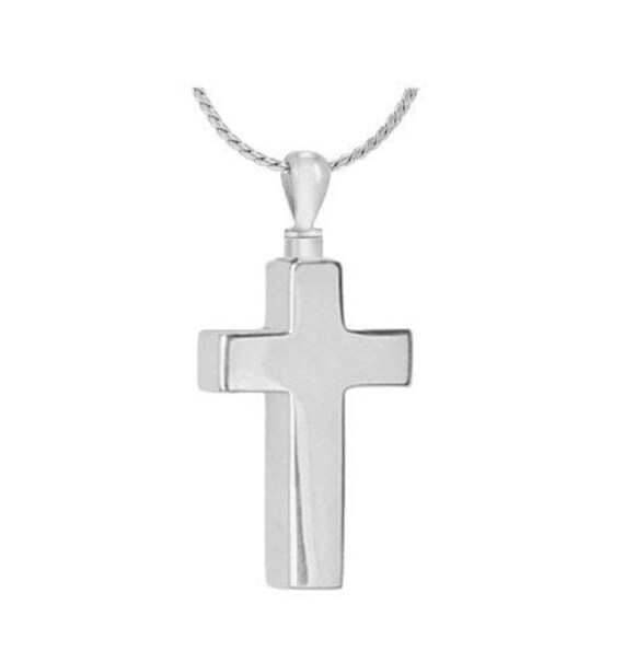 Men s Perfect Cross 14kt White Gold Cremation Jewelry Urn Genuine 14kt Solid Gold Engraving Option Fast