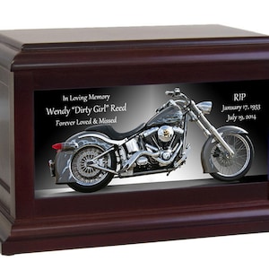 Skull & Flames Motorcycle Memorial Urn Photo Keep the Memory Series ...