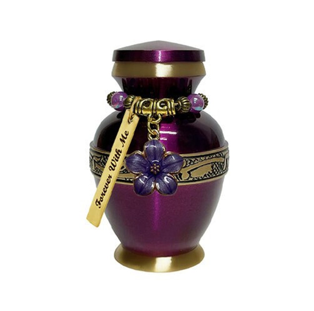 Golden Purple Garden Mini Urn Small Garden Keepsake - Love Charms ...