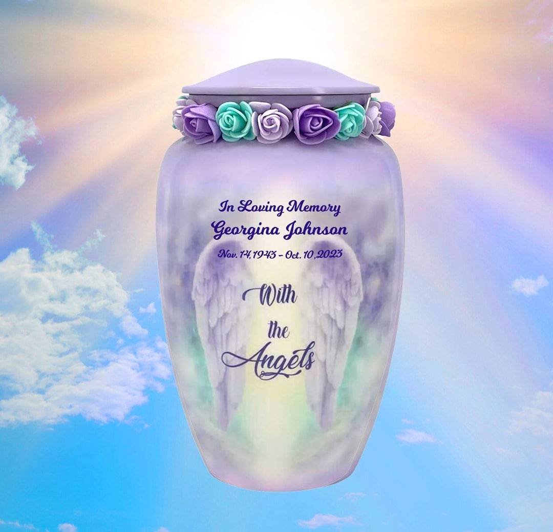 With the Angels Urn Cremation Urn - Tribute Wreath Option - Angel Adult ...