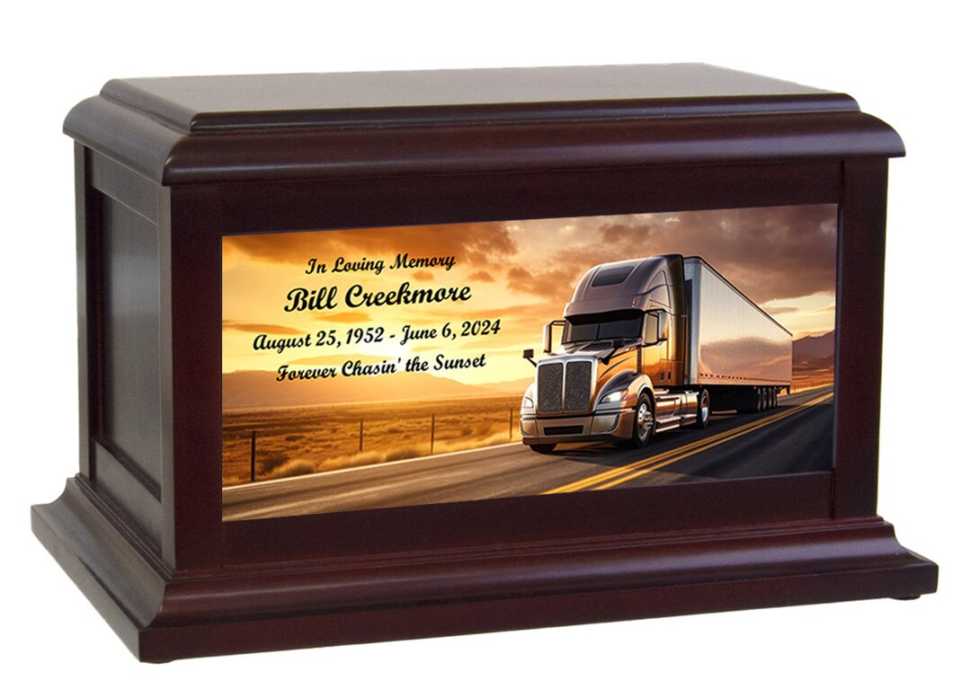 Sunset Truck & Trailer Adult Urn - Semi Driver Cremation Urn ...