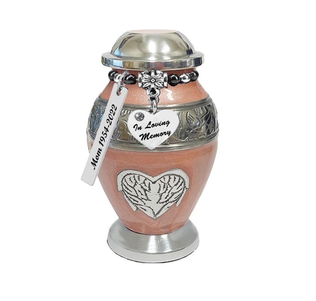 Pink Heart Angel Wings Cashmere Mini Urn Love Charms® Option - Etsy