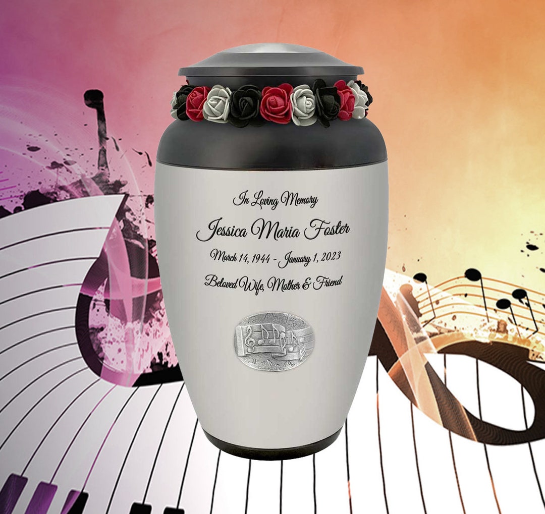 Musical Notes Cremation Urn - Adult Music Memorial - Personalized ...