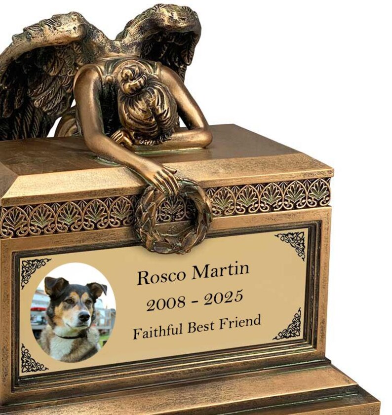 Weeping Angel Photo Pet Cremation Urn - Custom Gold Engraving ...
