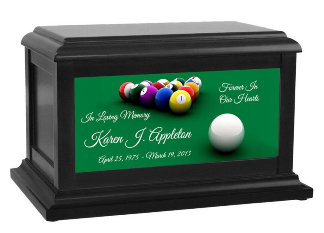 Rack 'em up Pool Table Urn - Medium or Adult Unique Billiards Cremation ...