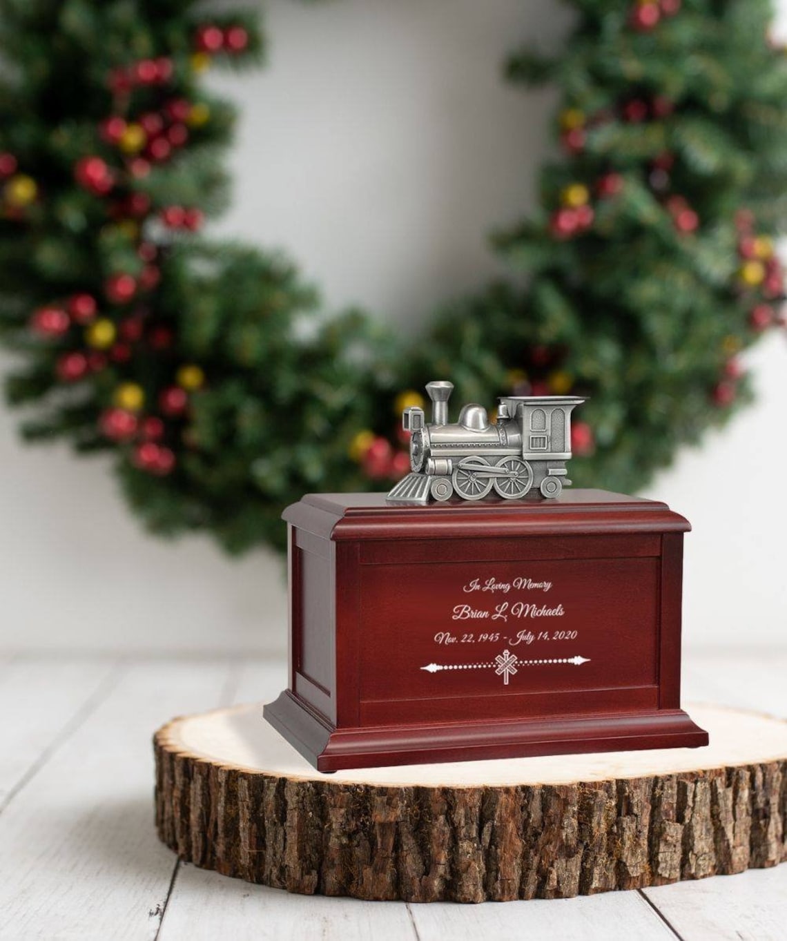 Train Redwood Adult Cremation Urn - Railroad Ashes Urn - Large Adult ...