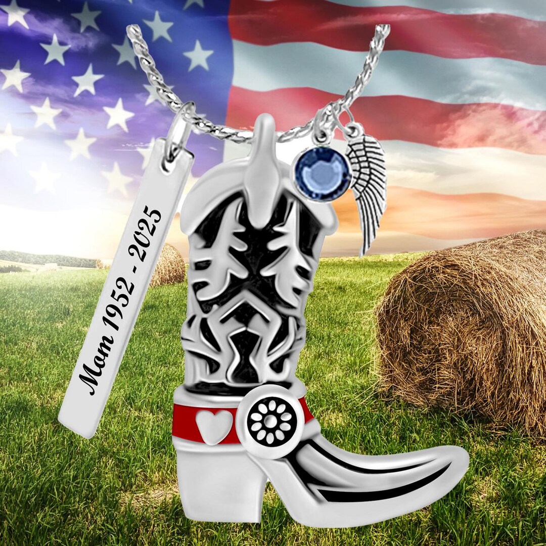 Cowgirl Boot Cremation Jewelry Urn - Love Charms® Engraving Option ...