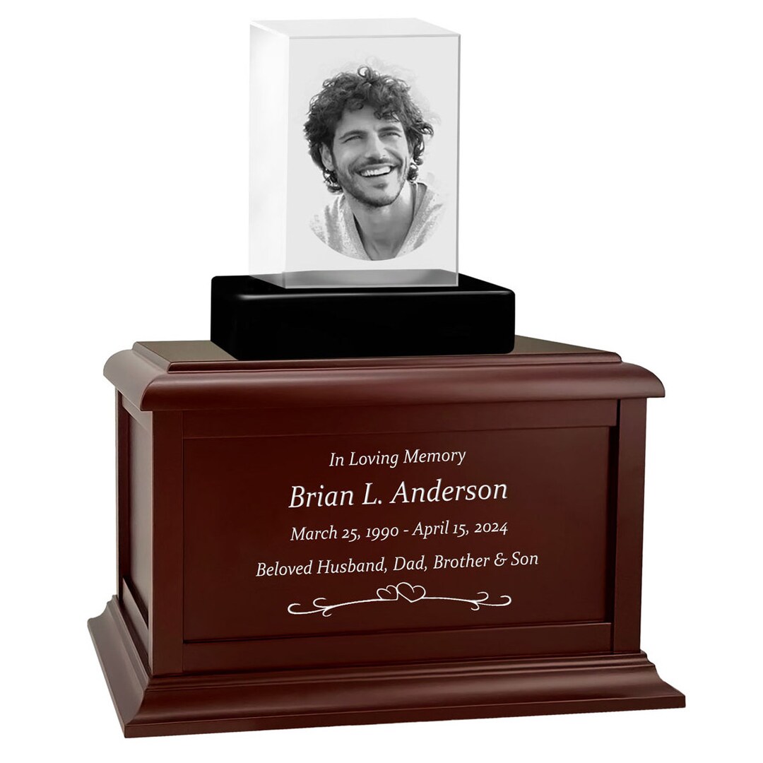 Memorial Rectangle 3D Crystal Keep the Memory® Wood Urn Set ...