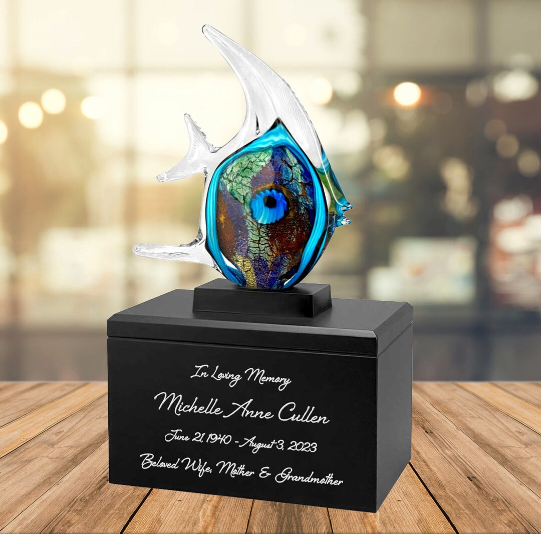 Aquatic Fish Crystal Art Cremation Adult Urn - Personalized Engraving ...