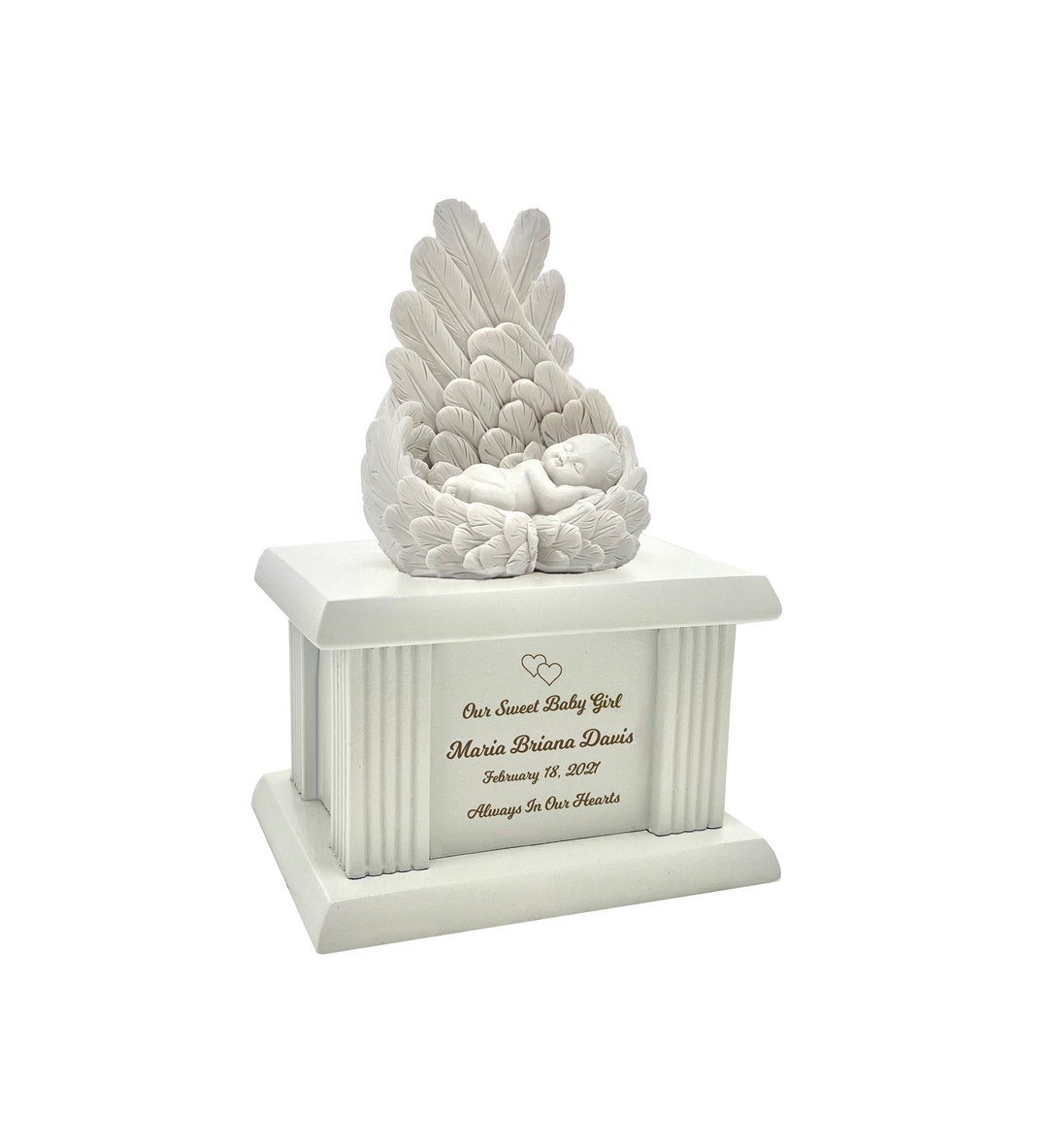 New Born Angel Infant Urn - Free Urn Engraving - Handmade Beautiful Urn ...