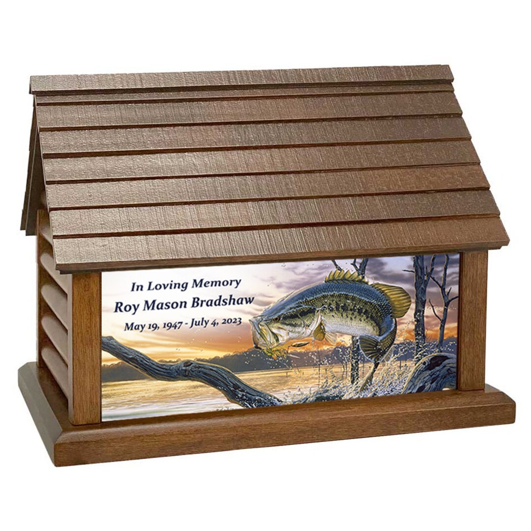 Large Mouth Bass Log Cabin Keep the Memory® Cremation Urn - Fishing ...