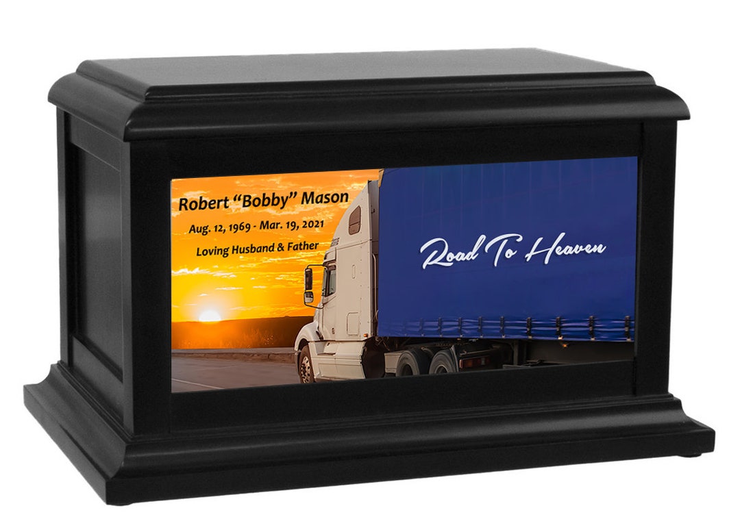 Trucker Road to Heaven Adult Urn Semi Driver Cremation Urn Personalized ...