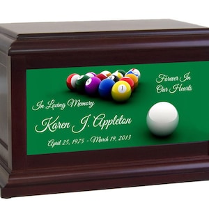 Rack 'em up Pool Table Urn - Medium or Adult Unique Billiards Cremation ...