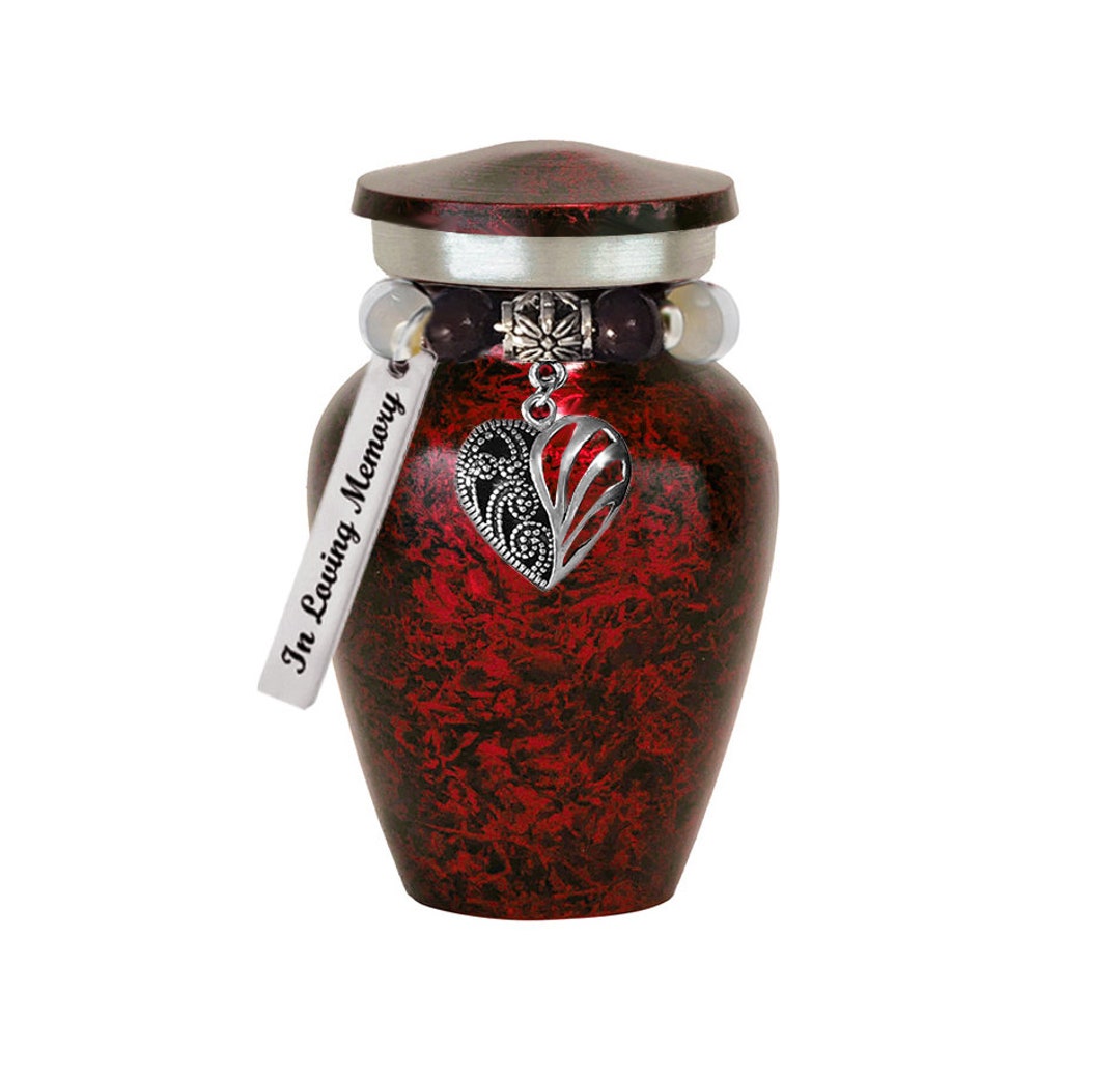 Loving Swirled Heart Keepsake Urn Red Mini Urn Custom Engraving Perfect ...
