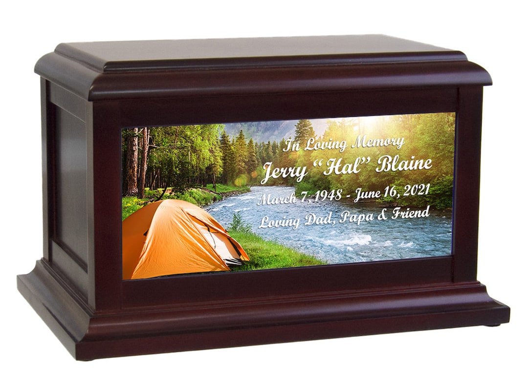 River Camping Cremation Urn - Adult Hiking Camping River Urn - Photo ...