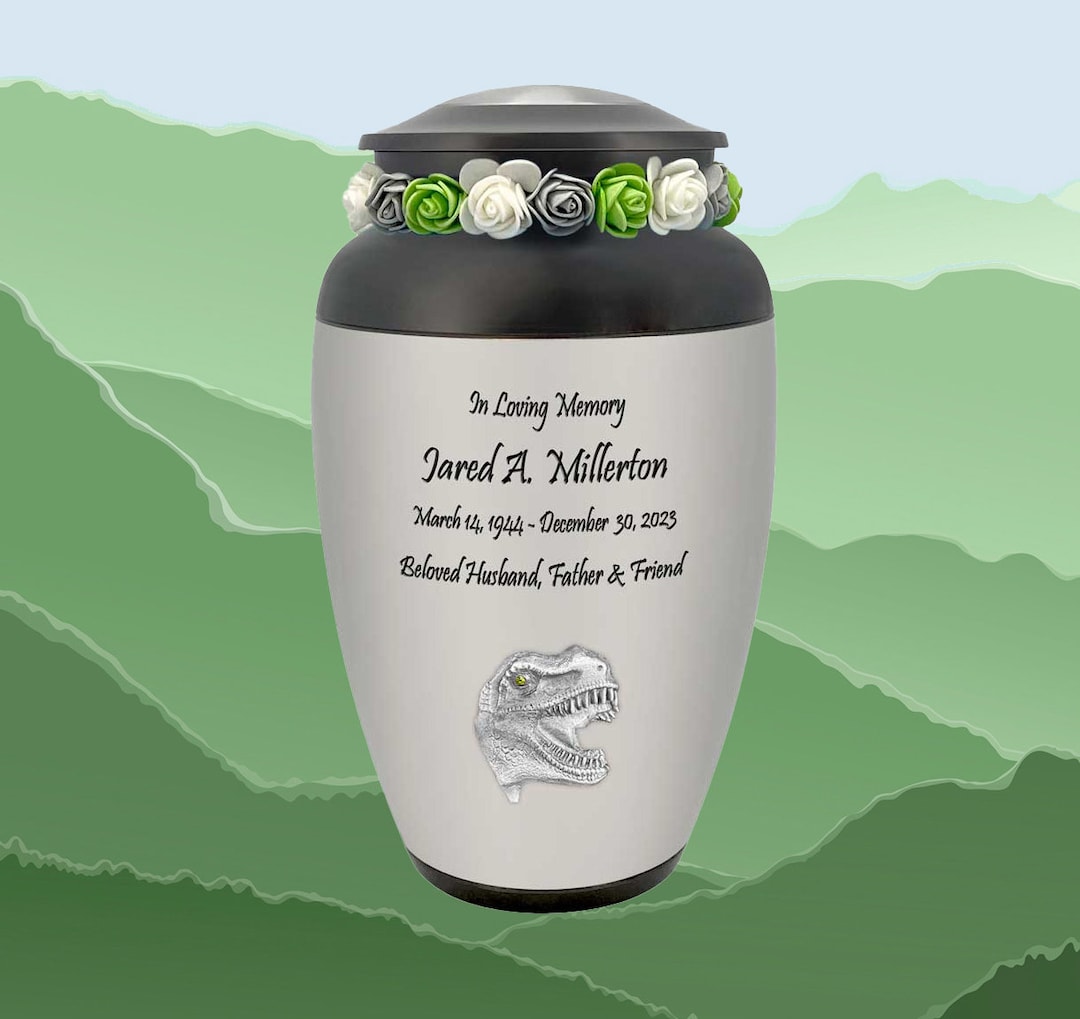 Dinosaur Tyrannosaurus Rex Medallion Cremation Urn - Dinosaur Tribute ...