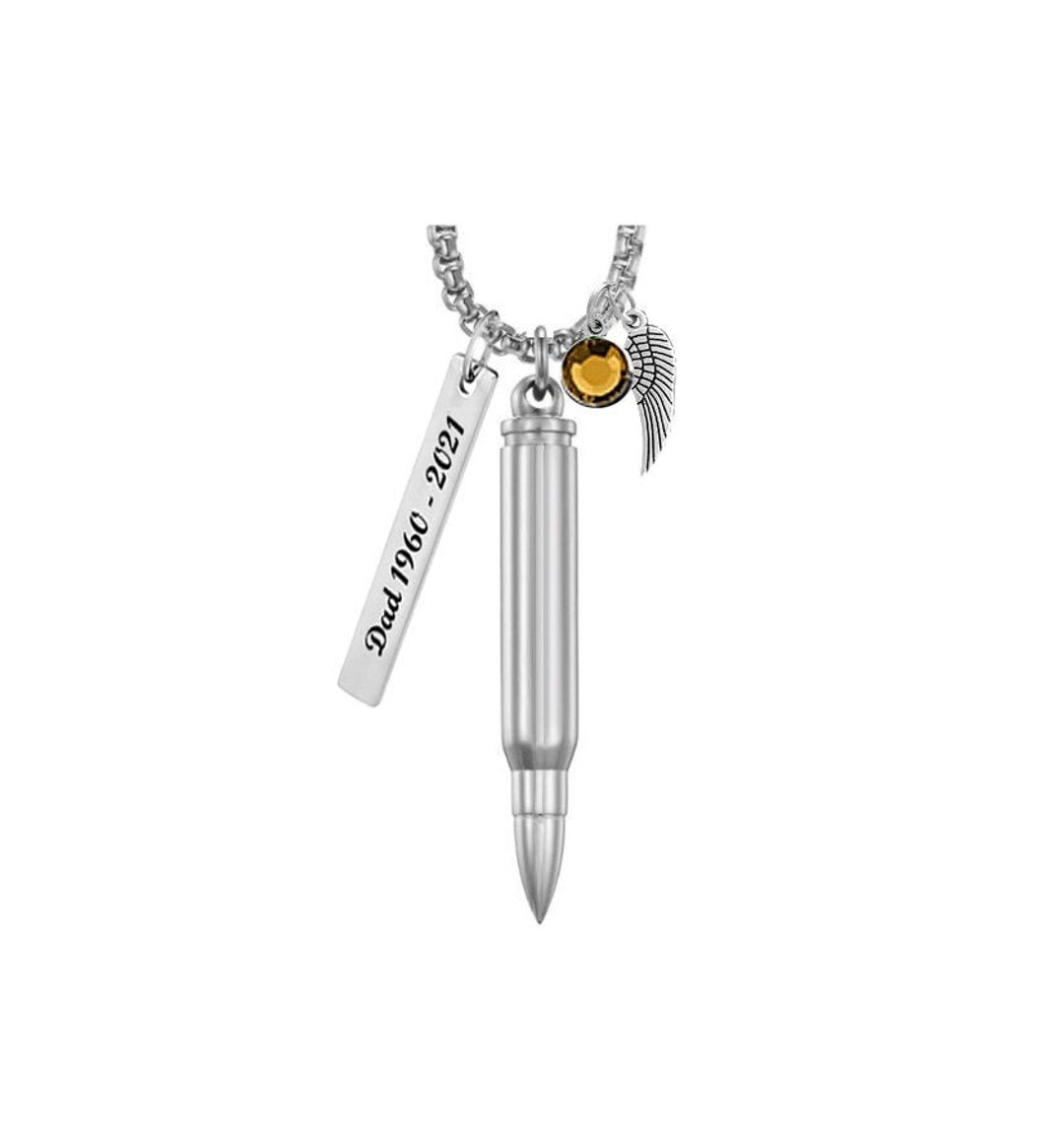 222 Caliber Bullet Pendant Urn - Love Charms® Option - FREE Birthstone ...