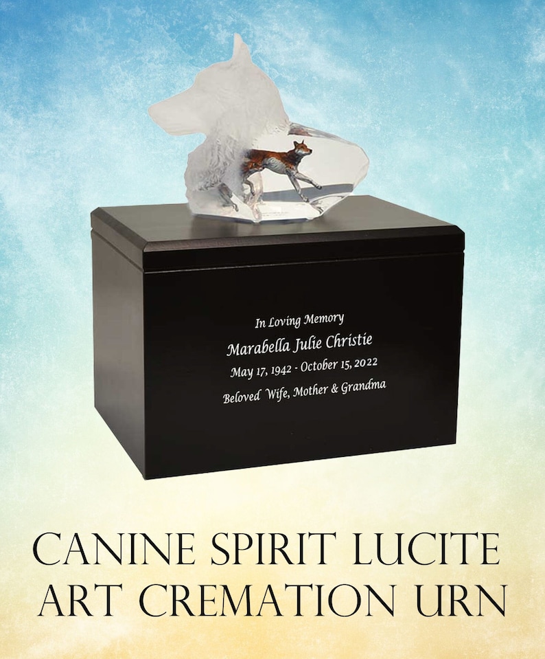Canine Spirit Lucite Art Cremation Urn - Handmade Artistic Memorial ...