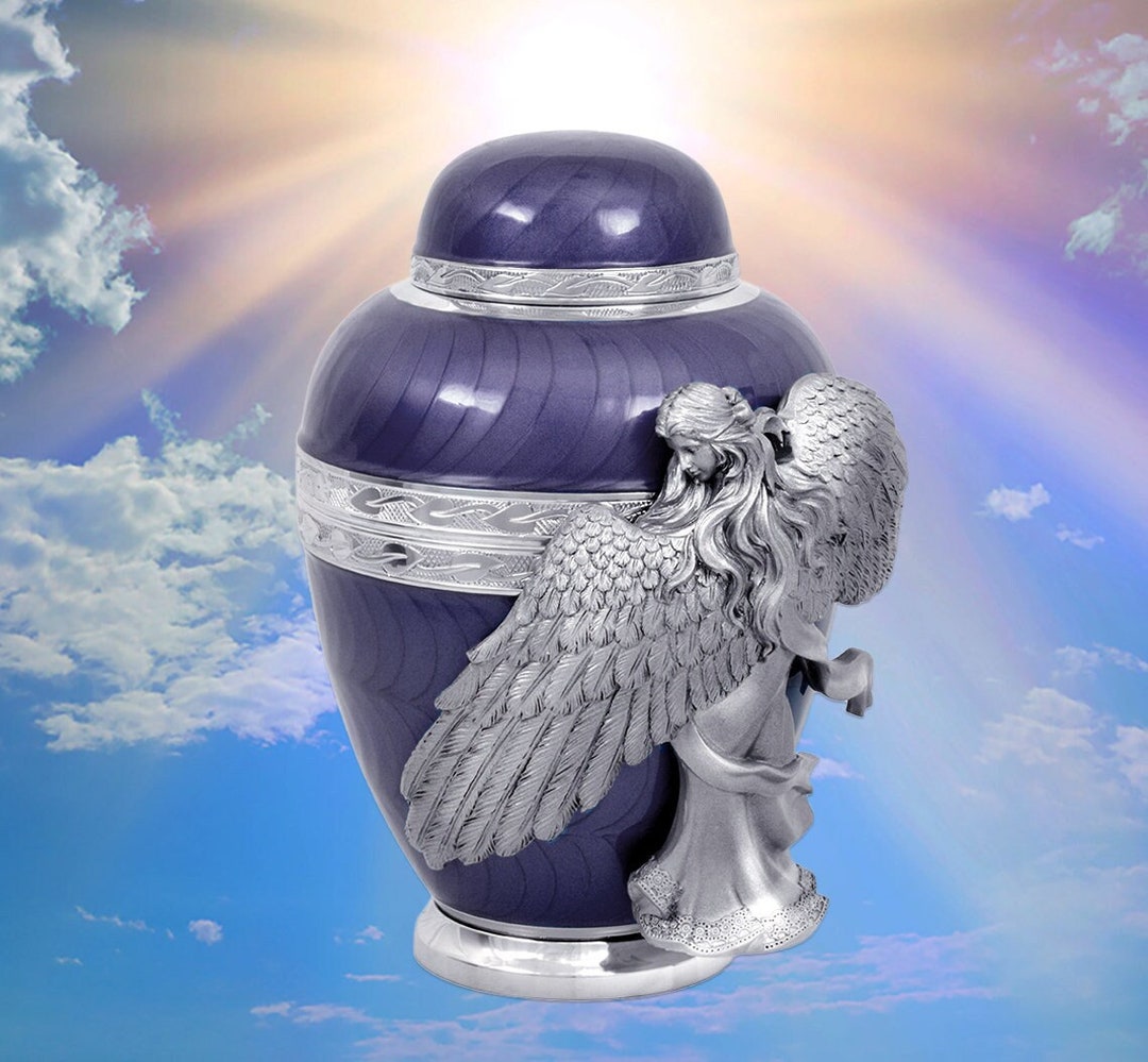 Angel of Grief® Purple Adult Urn - Custom Engraved - Handcrafted Design ...