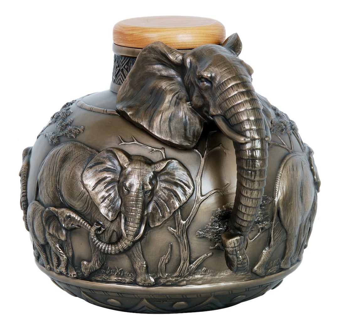 African Elephant Adult Urn - Unique Nature Lover Memorial Handcrafted ...