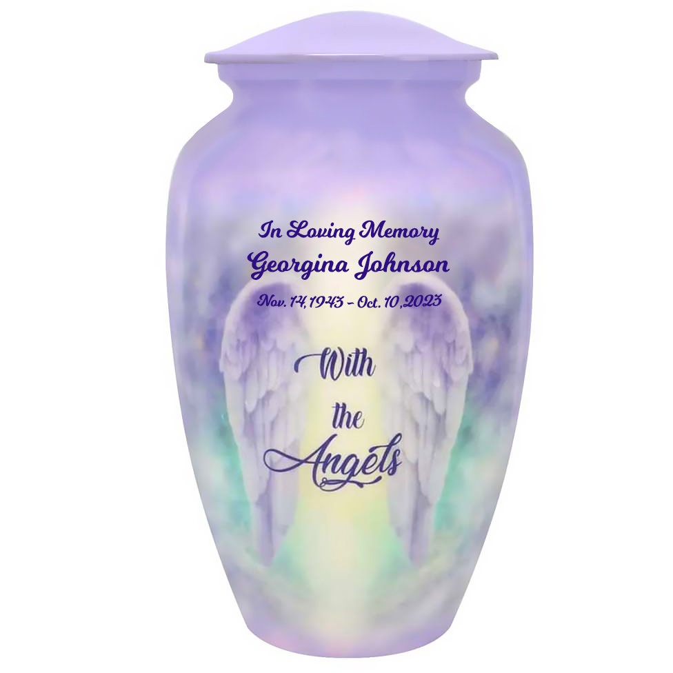 With the Angels Urn Cremation Urn - Handcrafted Metal - Fast Engraving ...