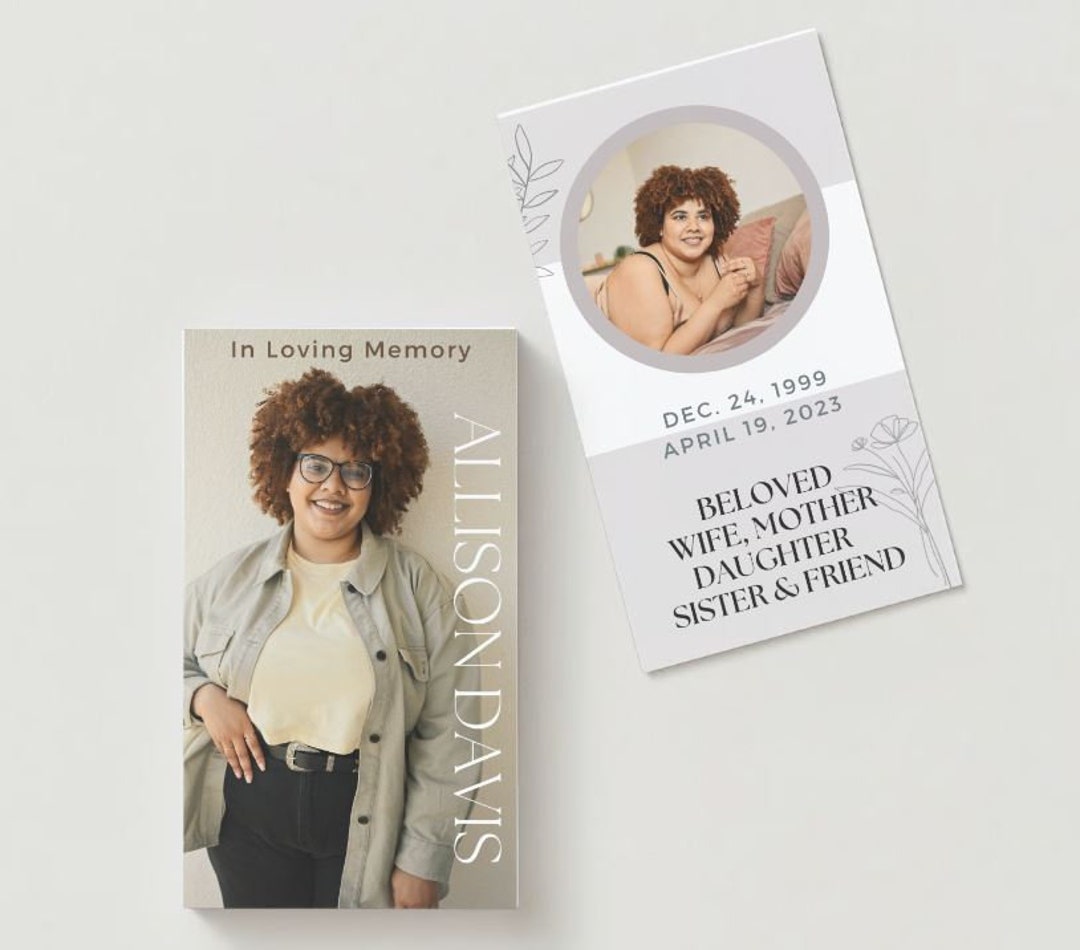 Double Photo Memorial Cards - Funeral Cards - Celebration of Life Cards ...